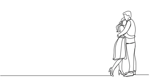animated single line drawing of man and ... | Stock Video | Pond5