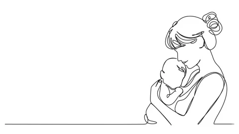 animated single line drawing of mother h... | Stock Video | Pond5