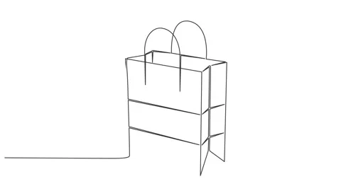 animated single line drawing of paper ba... | Stock Video | Pond5