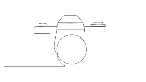 animated single line drawing of SLR came... | Stock Video | Pond5