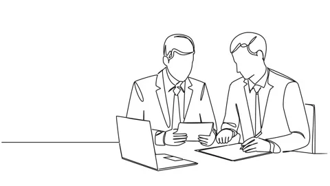 animated single line drawing of two busi... | Stock Video | Pond5