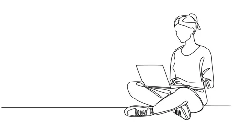 animated single line drawing of woman si... | Stock Video | Pond5