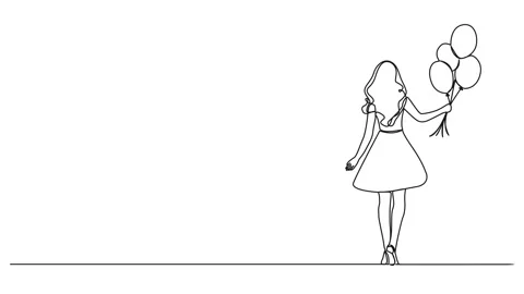 animated single line drawing of young wo... | Stock Video | Pond5