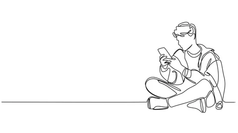 animated single line drawing of young ma... | Stock Video | Pond5