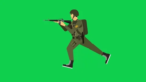 Animated soldier running on green screen... | Stock Video | Pond5