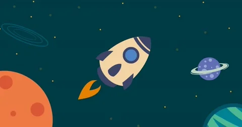 animated space background with rocket pl... | Stock Video | Pond5