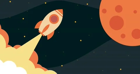 animated space rocket background with pl... | Stock Video | Pond5