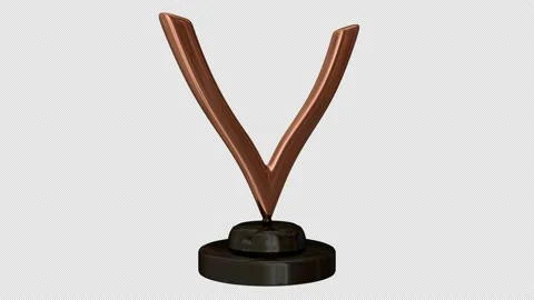 Animated spinning bronze trophy with V d... | Stock Video | Pond5