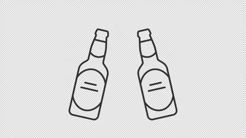 Animated thin linear beer bottles toast ... | Stock Video | Pond5
