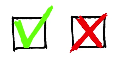 Animated Tick and Cross Icons on White B... | Stock Video | Pond5