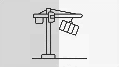 Animated tower crane linear icon | Stock Video | Pond5