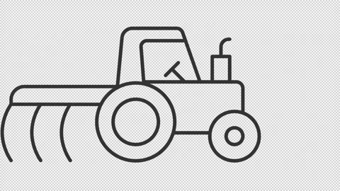 Animated tractor with harrow icon | Stock Video | Pond5