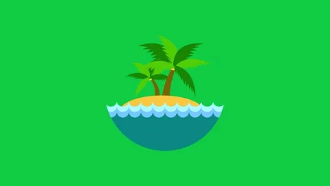 Animated tropical island with palm trees... | Stock Video | Pond5