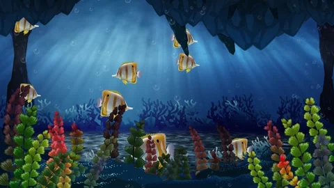 Animated Underwater Scene with Colorful ... | Stock Video | Pond5