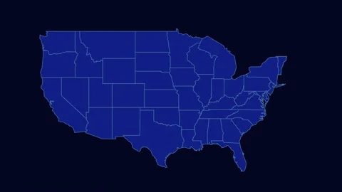 Animated USA map isolated on blue backgr... | Stock Video | Pond5