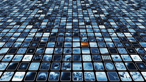 Animated video wall with many media icon... | Stock Video | Pond5