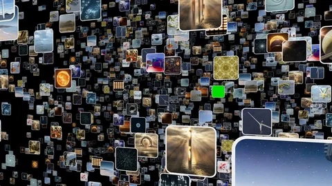 Animated video wall with many small icon... | Stock Video | Pond5