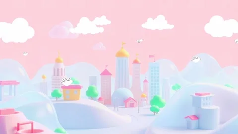 Animated Village Town Scene: Cartoon Arc... | Stock Video | Pond5