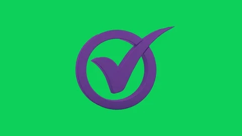 Animated violet check mark appears. Flat... | Stock Video | Pond5