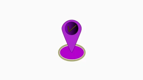Animated violet location icon with a tic... | Stock Video | Pond5