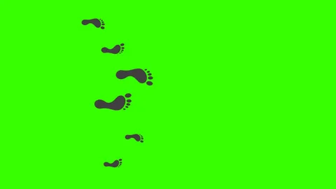 animated walking footprints green screen | Stock Video | Pond5