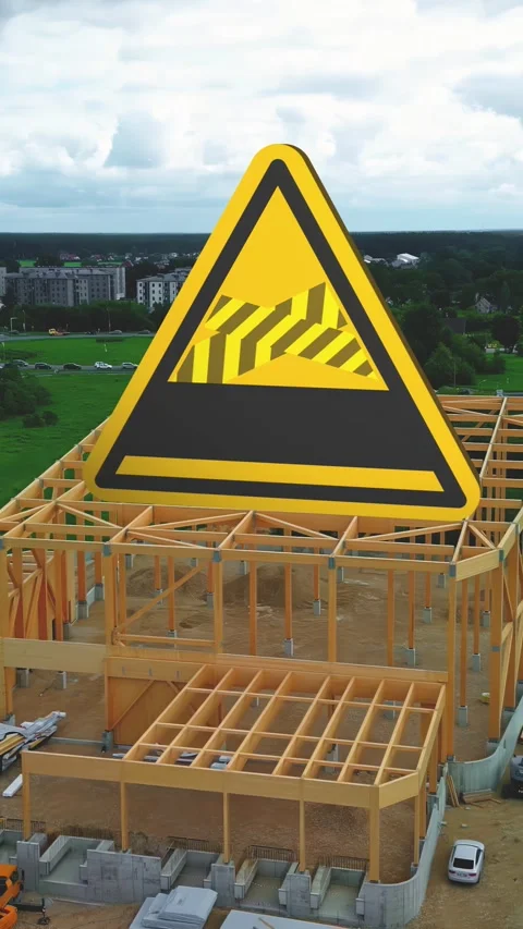 Animated warning sign floating over a wo... | Stock Video | Pond5