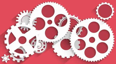 Animated white gears on red background | Stock Video | Pond5