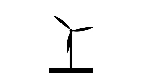 Animated wind turbine icon on white colo... | Stock Video | Pond5