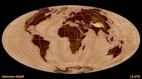 Animated world map. Hammer-Aitoff. Lumin... | Stock Video | Pond5