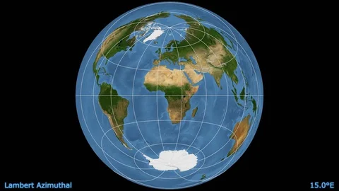 Animated world map. Lambert Azimuthal. B... | Stock Video | Pond5
