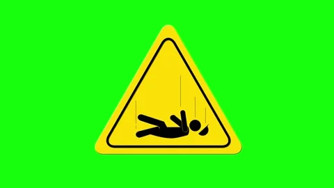Animated yellow warning sign Risk from f... | Stock Video | Pond5