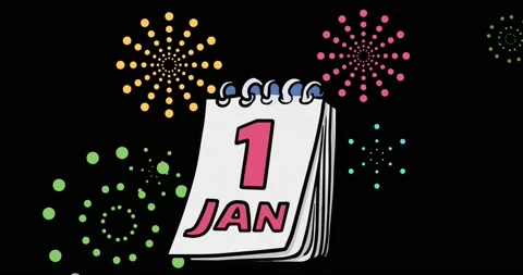 Animation of 1 jan text on calendar over... | Stock Video | Pond5