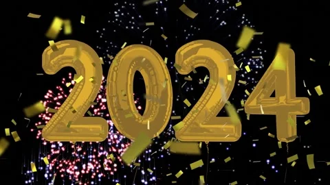 Animation of 2024 balloons flying and fa... | Stock Video | Pond5