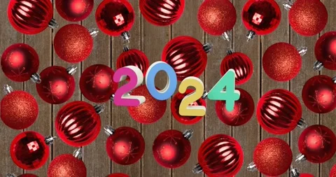 Animation of 2024 text and christmas dec... | Stock Video | Pond5