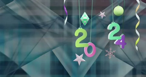 Animation of 2024 text and christmas dec... | Stock Video | Pond5