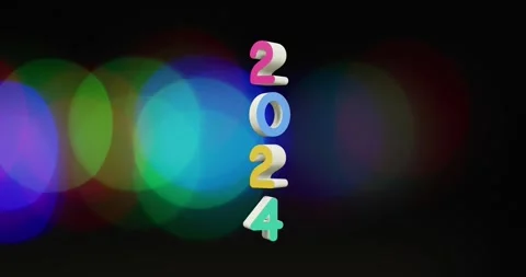 Animation of 2024 text over spot lights ... | Stock Video | Pond5