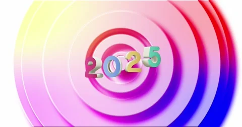 Animation of 2025 text and pulsating cir... | Stock Video | Pond5