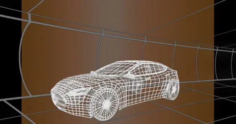Animation of 3d car drawing and grid bac... | Stock Video | Pond5