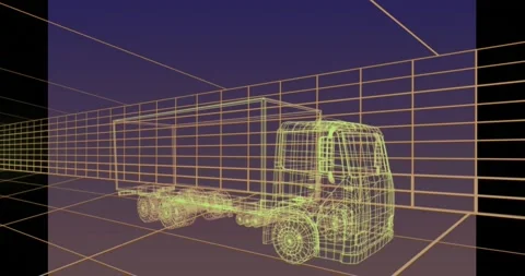 Animation of 3d car drawing and grid bac... | Stock Video | Pond5