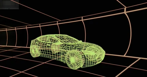 Animation of 3d car drawing moving in gr... | Stock Video | Pond5