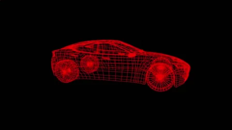 Animation of 3d car drawing spinning on ... | Stock Video | Pond5