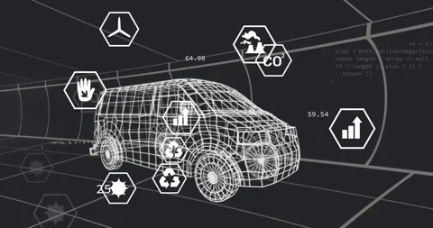 Animation of 3d car with multiple icons ... | Stock Video | Pond5