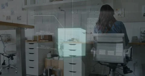 Animation of 3d cube, graph and computer... | Stock Video | Pond5