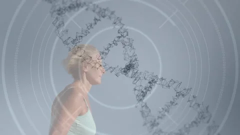 Animation of 3d dna strand spinning over... | Stock Video | Pond5