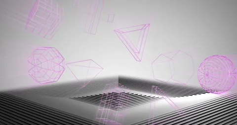 Animation of 3d geometric shapes over bl... | Stock Video | Pond5