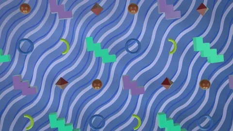 Animation of 3d geometric shapes over wa... | Stock Video | Pond5