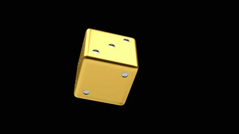 Animation 3D of golden dice rotate on a ... | Stock Video | Pond5