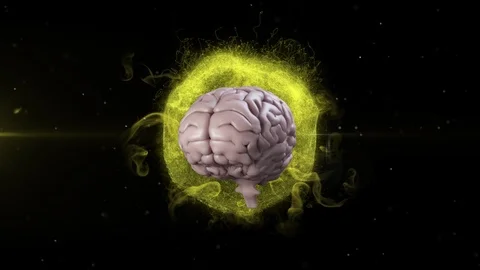 Animation of 3d human brain rotating on ... | Stock Video | Pond5