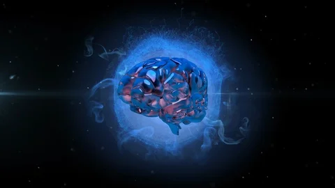 Animation of 3d metallic human brain rot... | Stock Video | Pond5