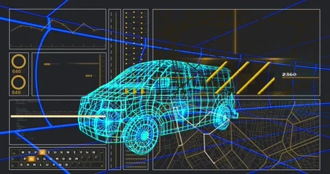 Animation of 3d model of car with digita... | Stock Video | Pond5